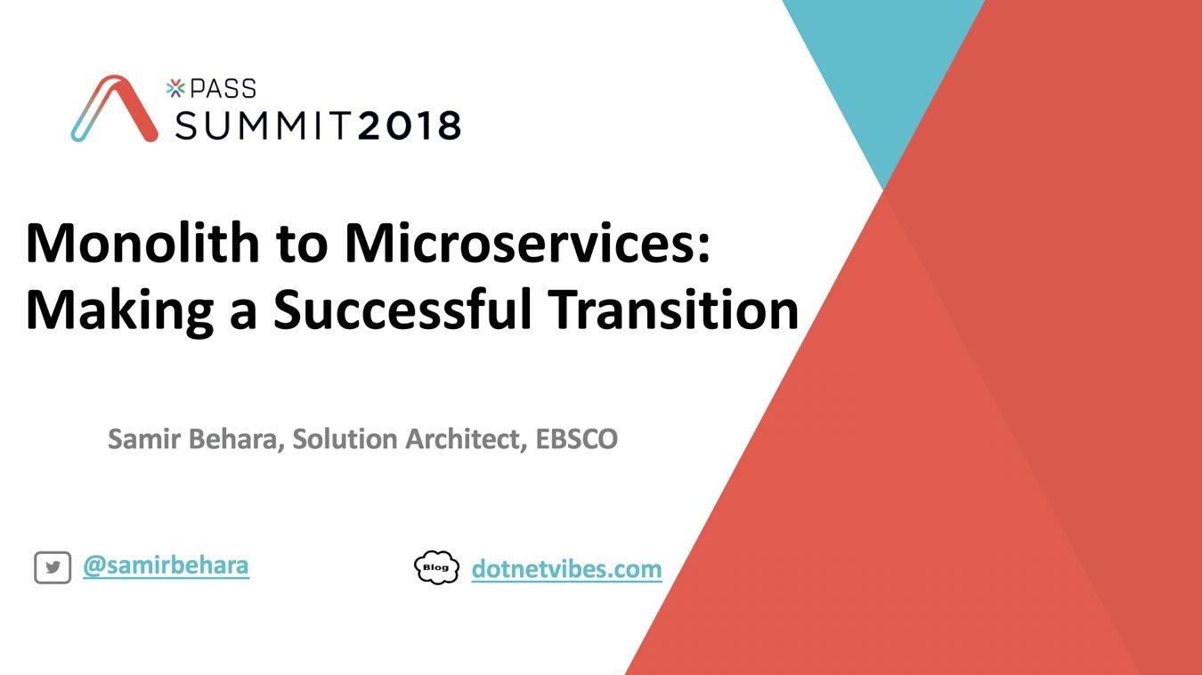 Monolith to Microservice Samir Behara – samirbehara